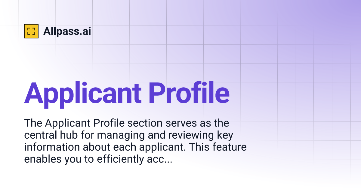 Applicant Profile | Allpass.ai